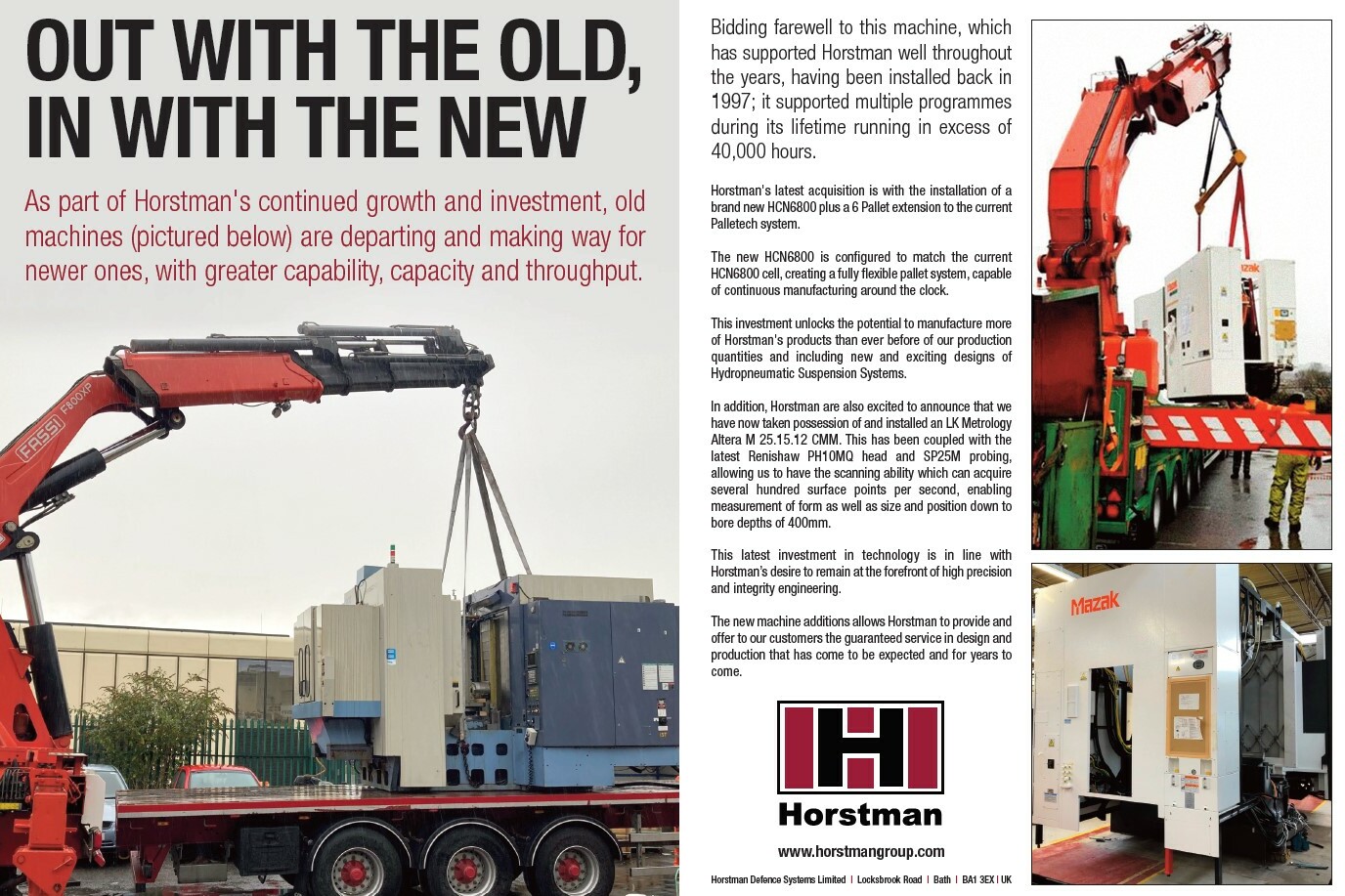 Upgrading Capabilities with New Machines | Horstman Group - Horstman Group